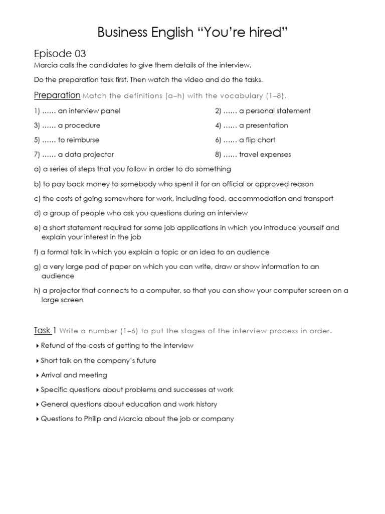 Business English Interview Preparation Guide | PDF | Career & Growth