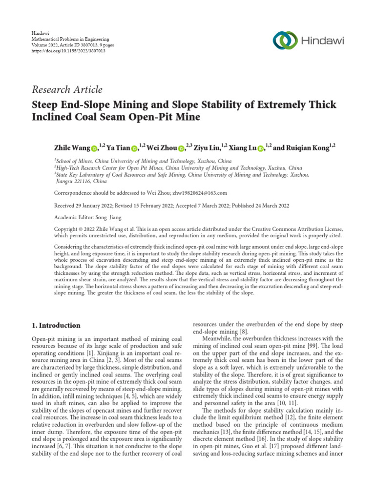Mathematical Problems in Engineering - 2022 - Wang - Steep End Slope ...