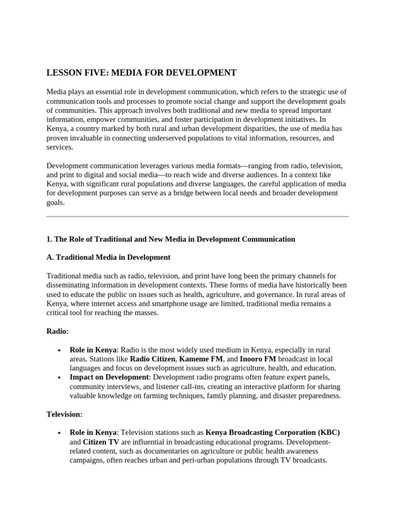 Media's Role in Kenya's Development Communication | PDF | Social Media ...
