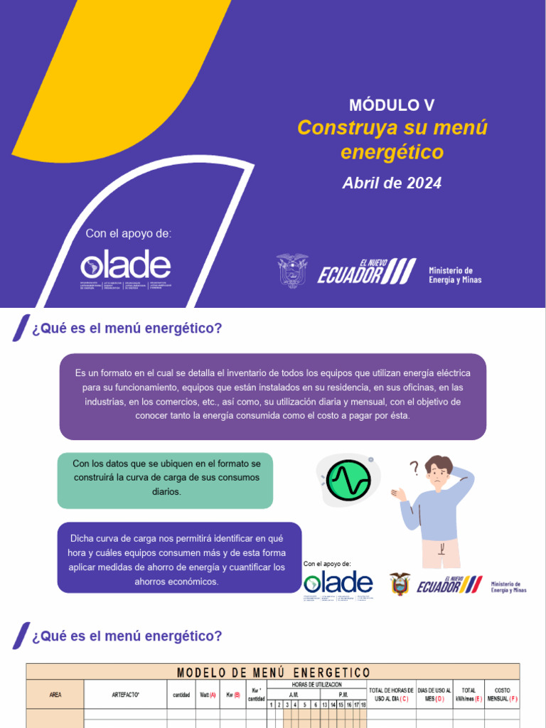 M5 CONSTRUYA SU MENU ENERGETICO Revisado 01.04.2024 2 | PDF | Vatio | Uso eficiente de energía