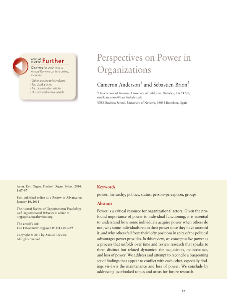 Power in Organisations | PDF | Leadership | Psychology