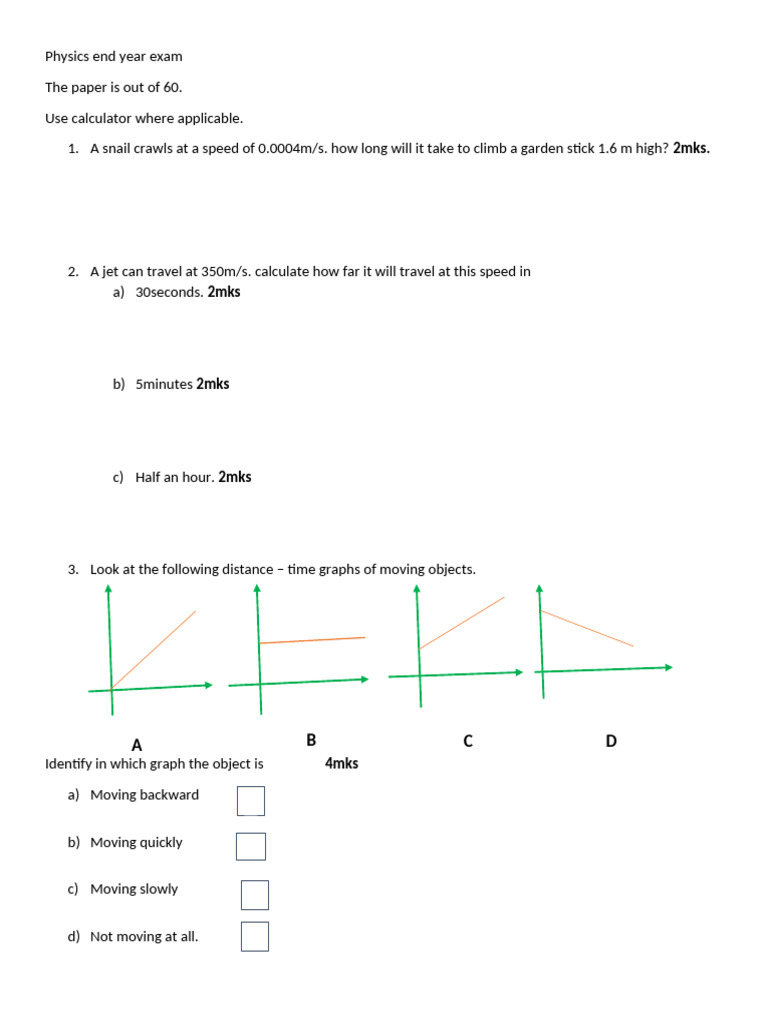 Physics End-Year Exam Questions | PDF | Pressure | Evaporation
