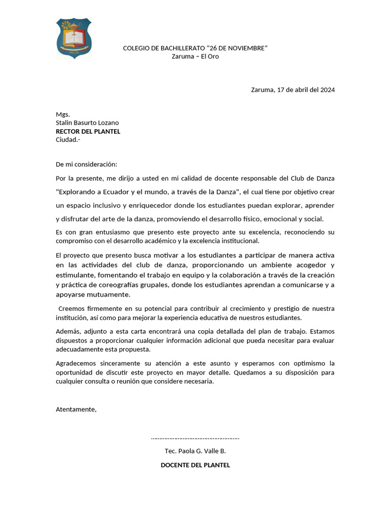 Oficio Proyecto Rector | PDF