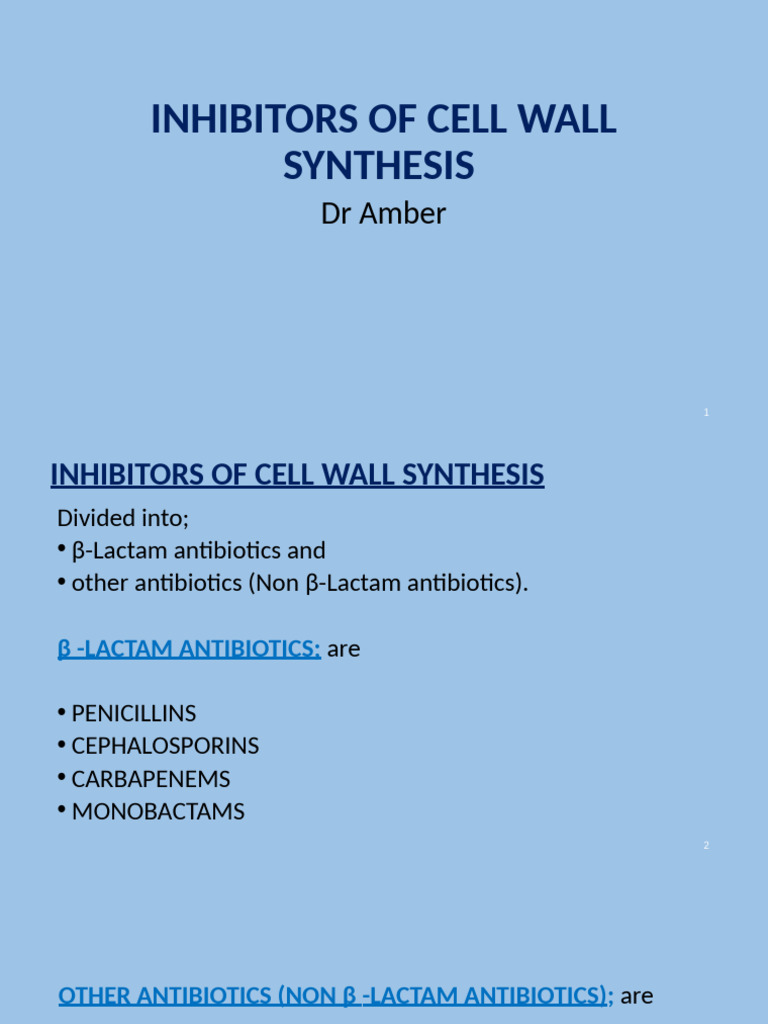 Cell Wall Inhibitors New | PDF | Penicillin | Beta Lactamase