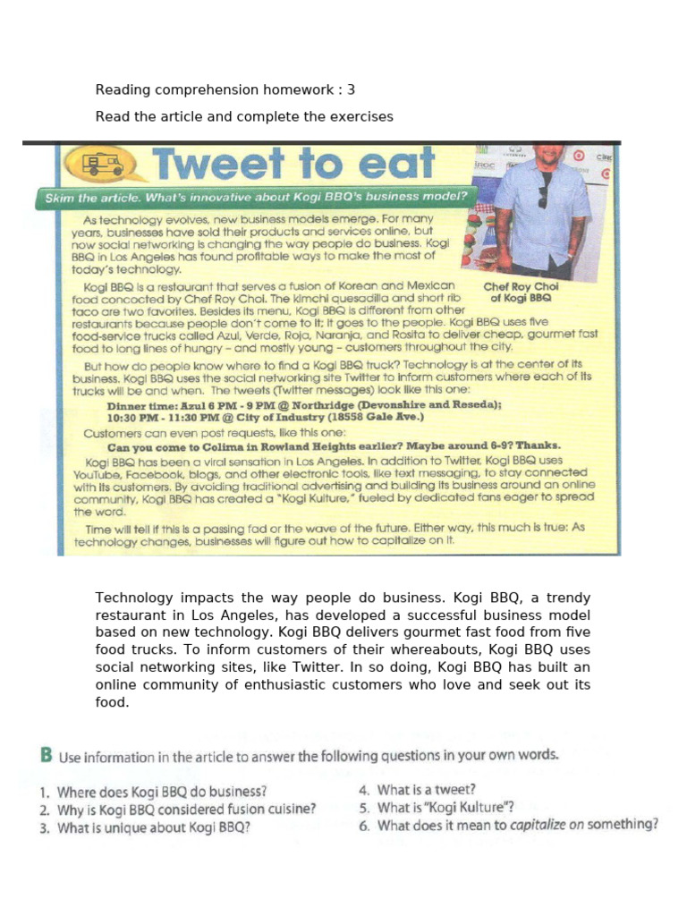 Reading Comprehension Homework 3 IIP | PDF | Business