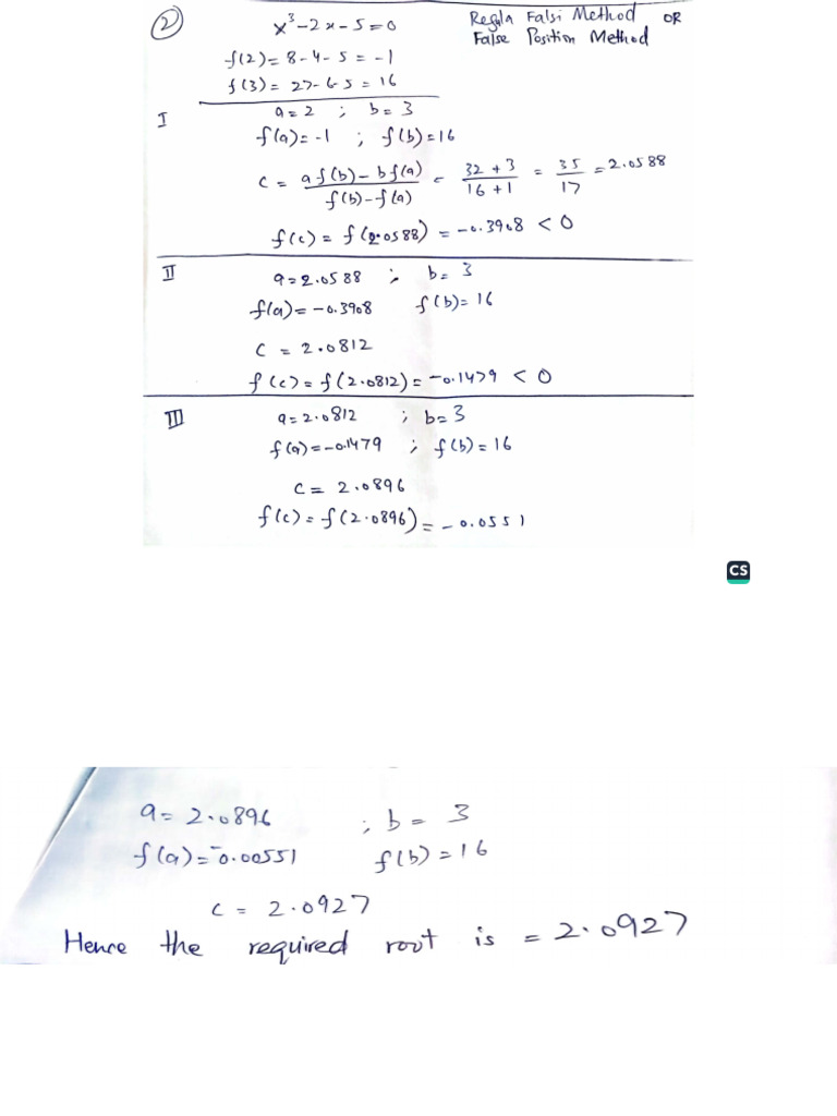 Regula Falsi Method | PDF