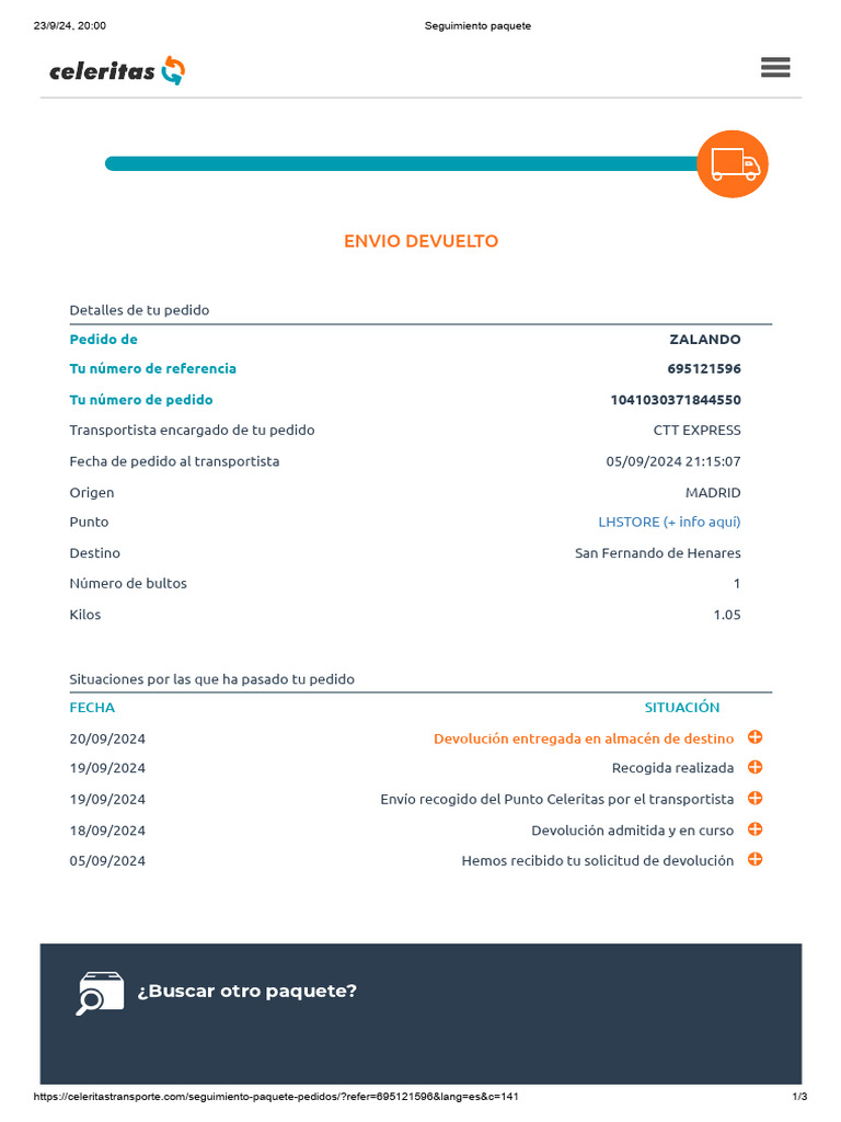 Seguimiento Paquete CELERITAS | PDF