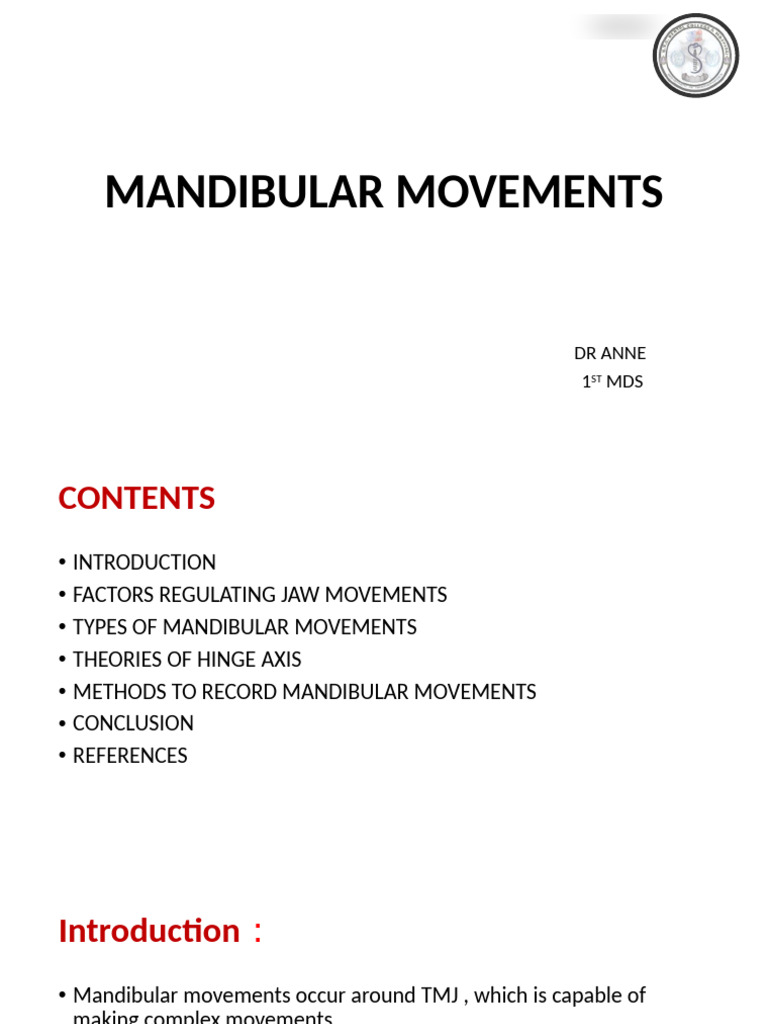 Types of Mandibular Movements Explained | PDF | Musculoskeletal System ...