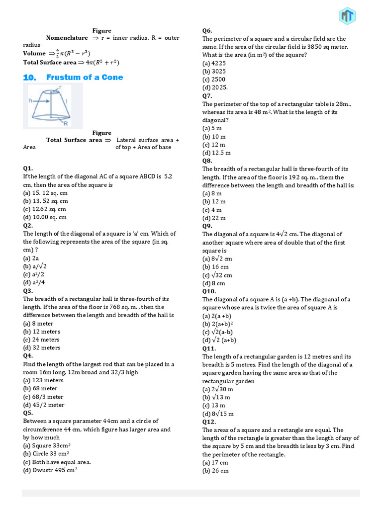 Mensuration Problems and Solutions | PDF | Area | Triangle