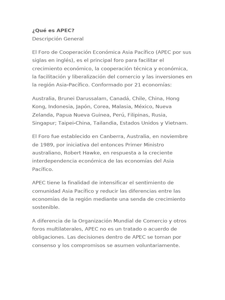Qué Es APEC | PDF | Negocios | Viajes y turismo