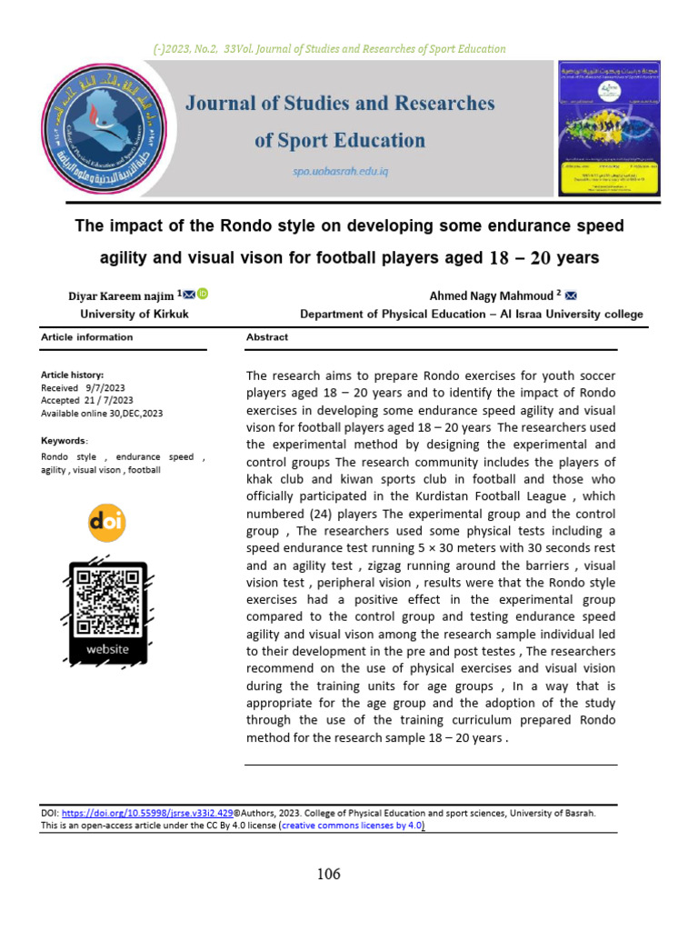 The Impact of The Rondo Style On Developing Some Endurance Speed ...