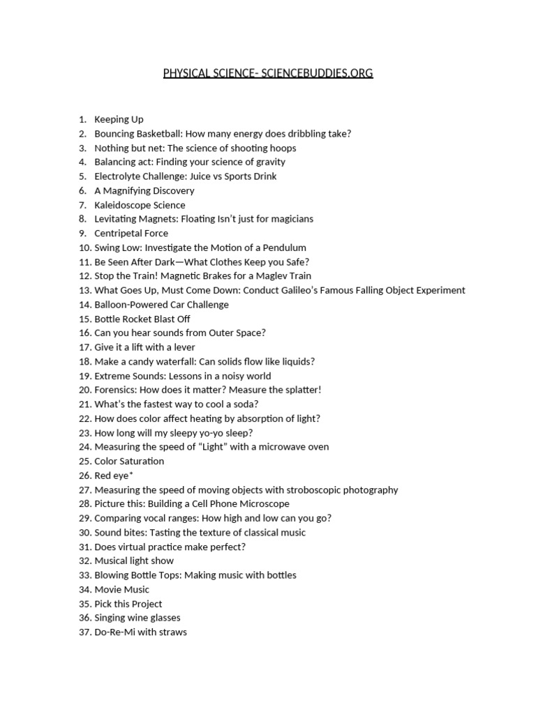 Engaging Physical Science Projects | PDF | Candy | Water