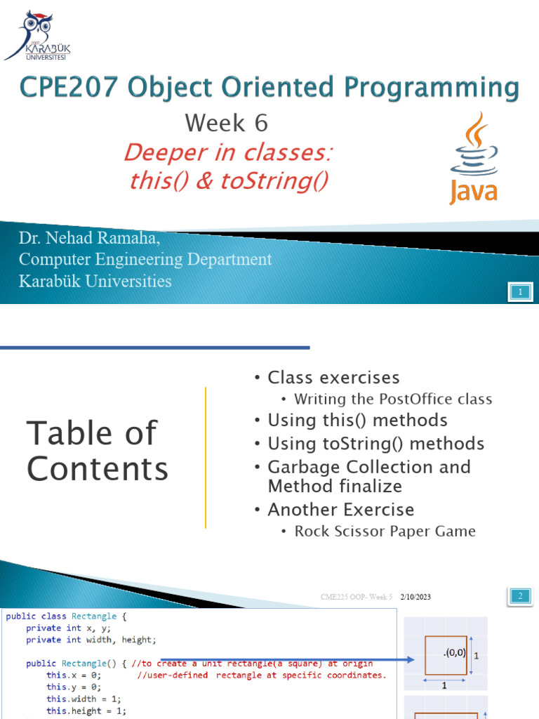 Cpe207 Object Oriented Programming Week 6 Pdf Constructor Object Oriented Programming