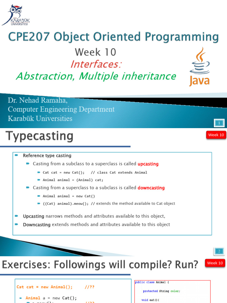 CPE207 Object Oriented Programming (Week 10) | PDF | Class (Computer Programming) | Inheritance ...