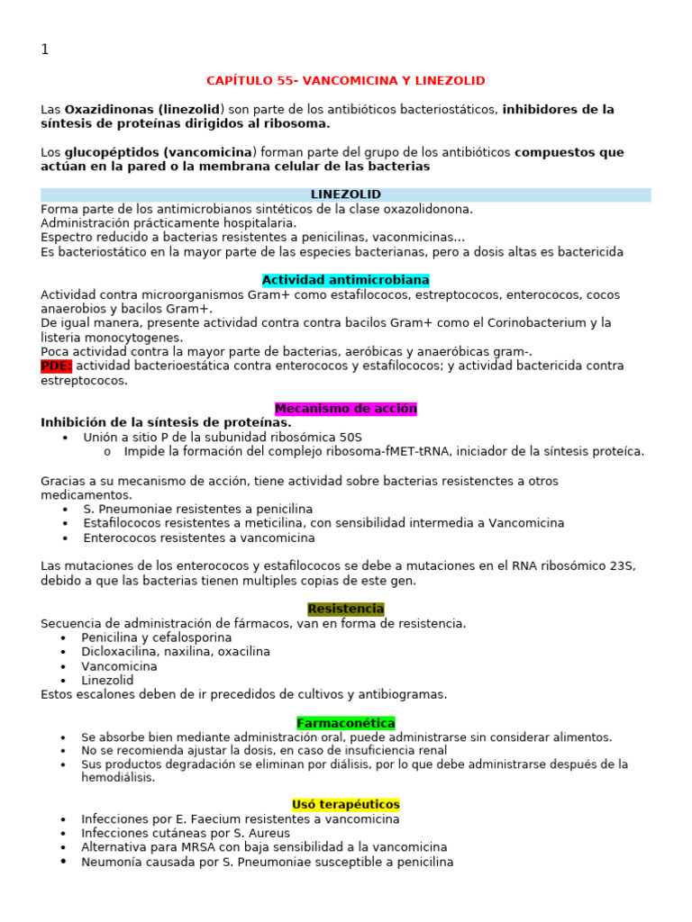 Cap55 - Vancomicina y Linezolid | PDF | Penicilina | Medicina CLINICA