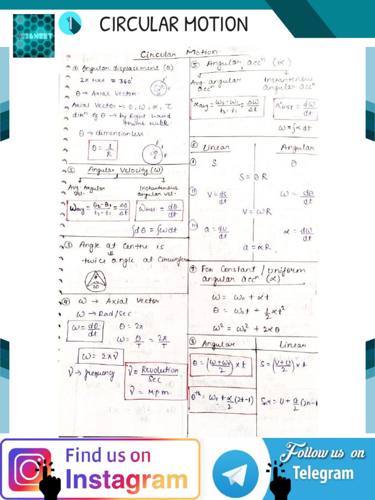 Circular Motion Short Notes | PDF