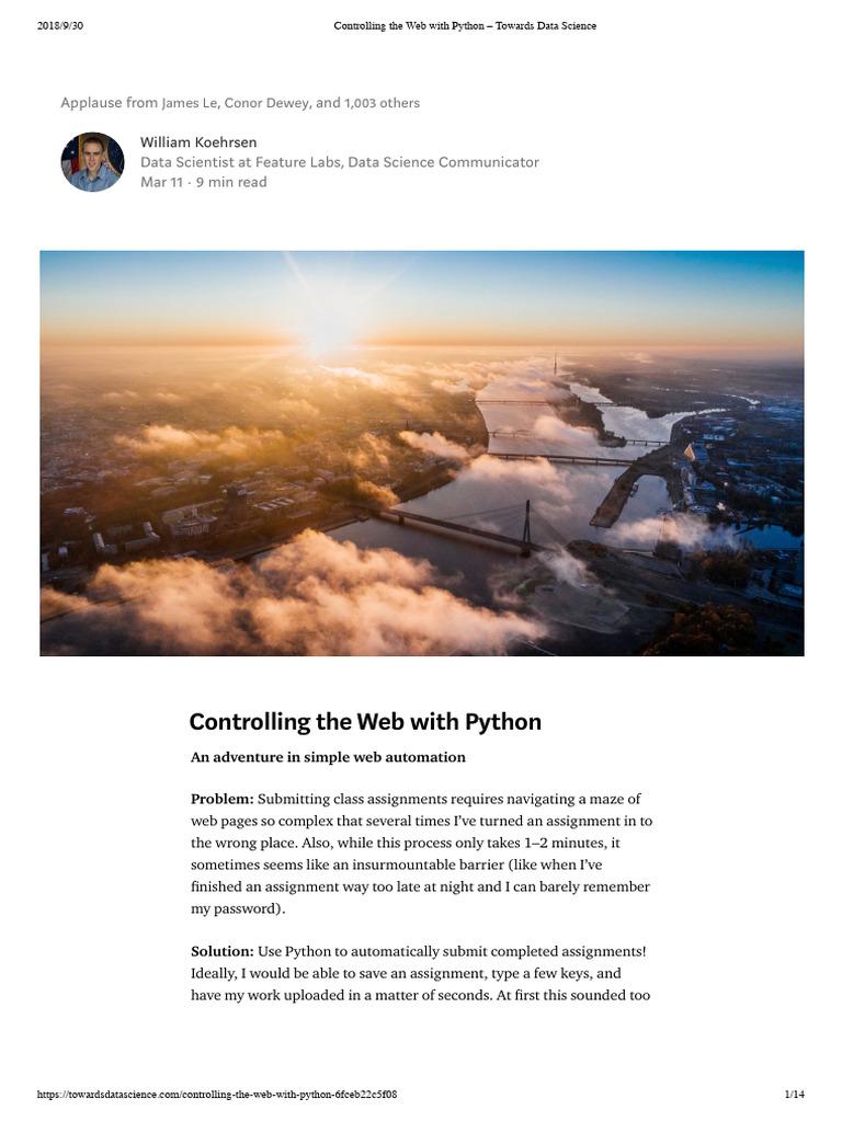 Controlling The Web With Python Towards Data Science Pdf World Wide Web Internet And Web