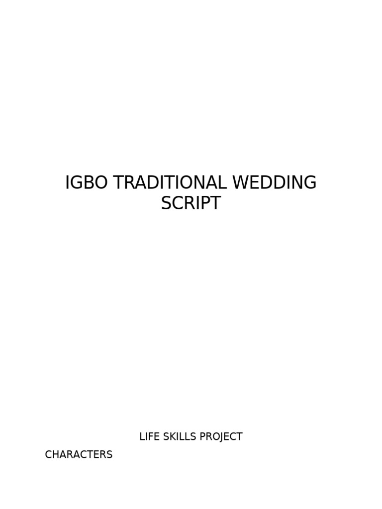 Igbo Traditional Wedding Script | PDF