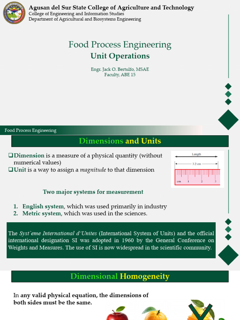 Lecture 1.2 Unit Operations | PDF | Fluid Dynamics | Force