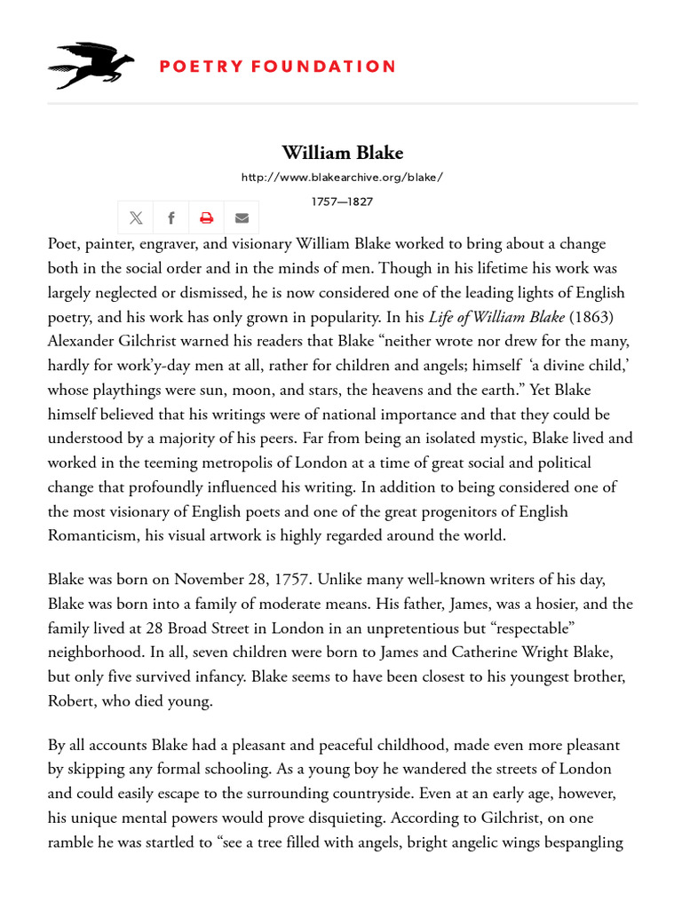 William Blake - The Poetry Foundation | PDF | William Blake