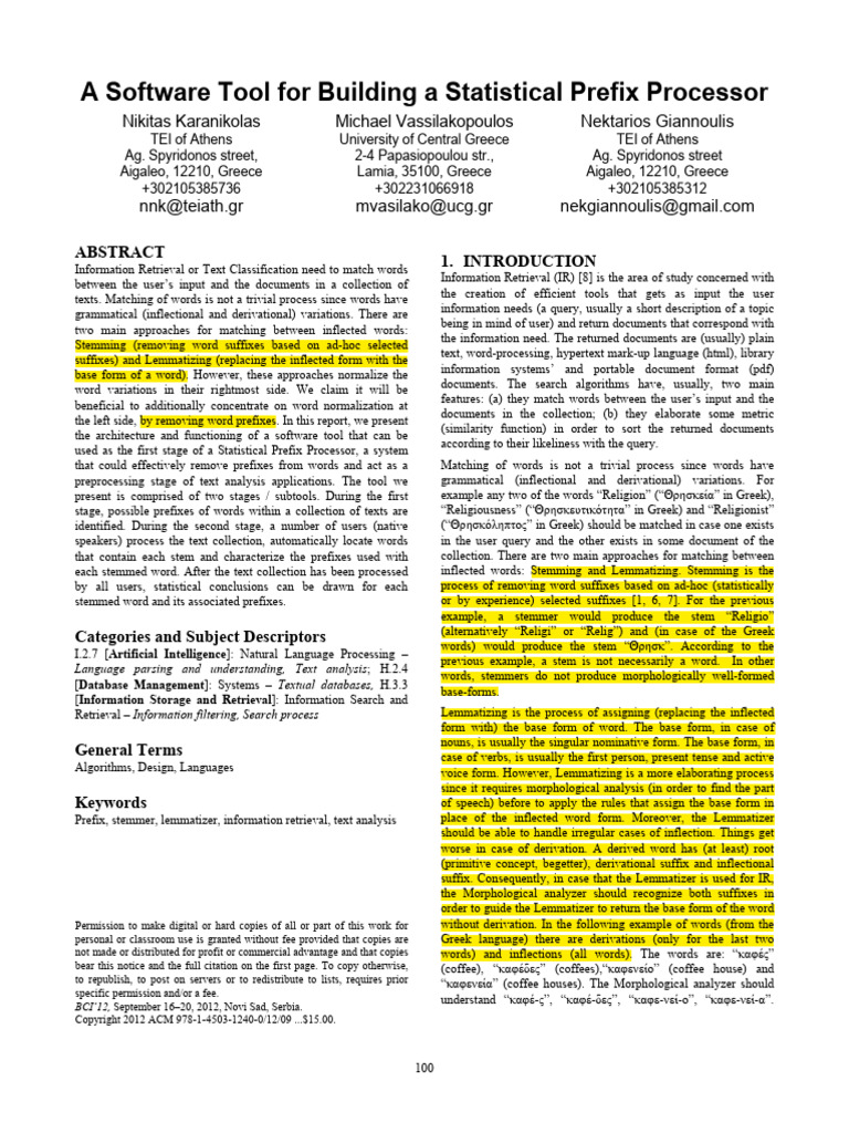 A Software Tool For Building A Statistical Prefix Processor | PDF ...