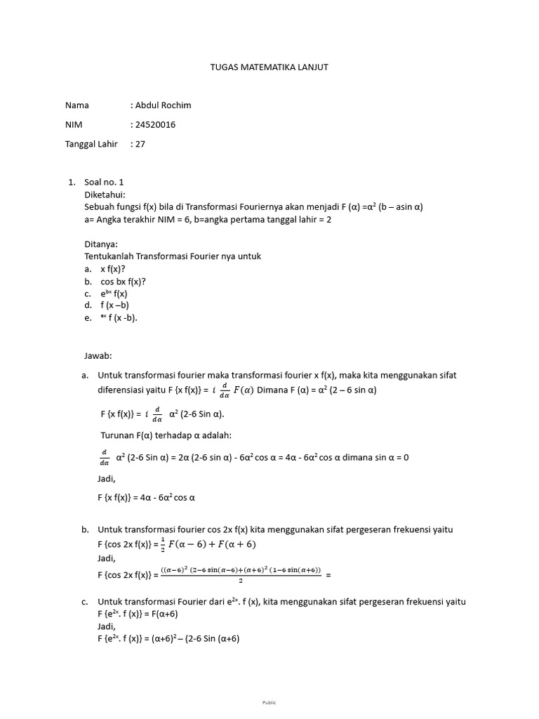 TUGAS MATEMATIKA LANJUT-Abdul Rochim-24520016 | PDF