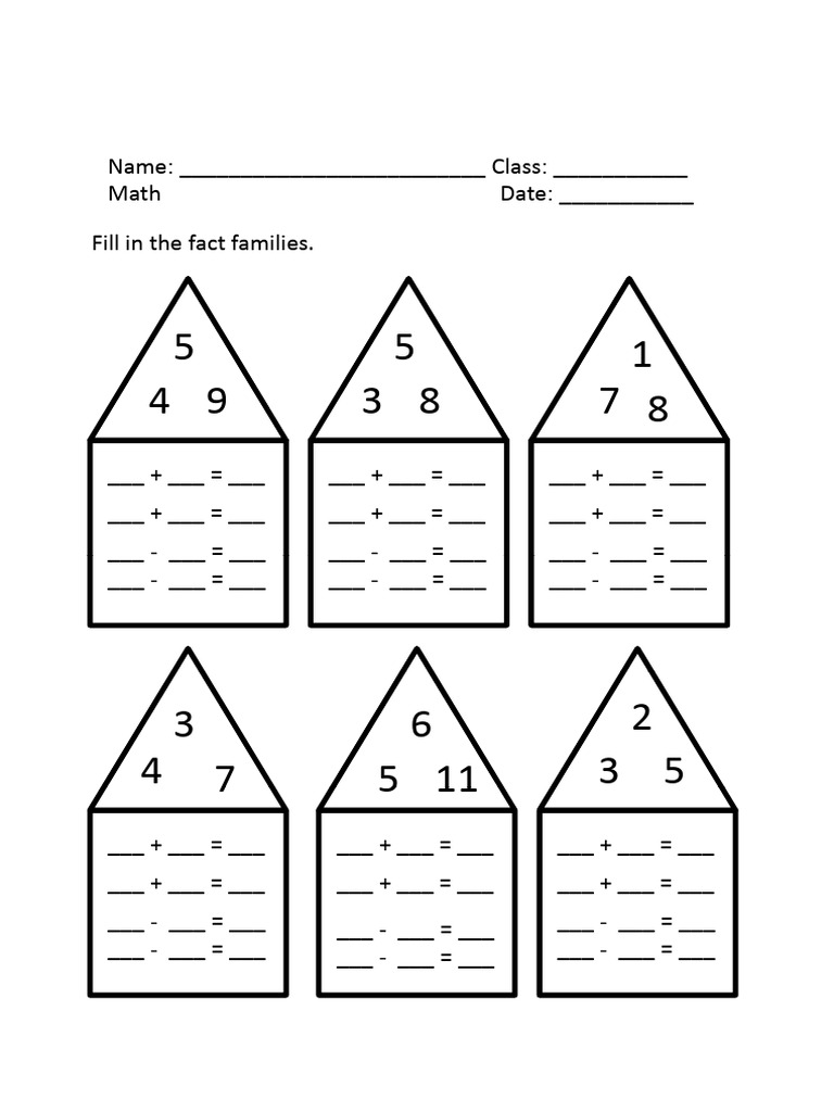 Math Fact Families Worksheet | PDF | Career & Growth | Computers