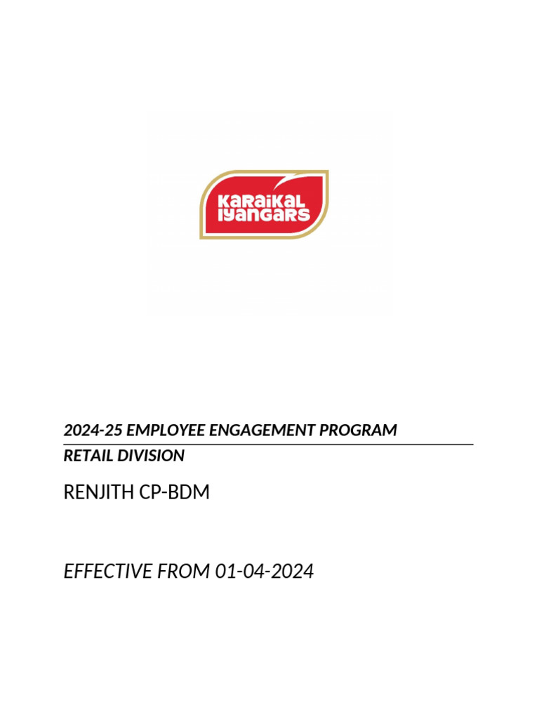 Employee Engagement Draft 2024-25-1 | PDF | Incentive | Employment