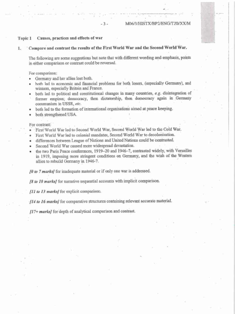 Paper 2 Compare Contrast Result World Wars | PDF
