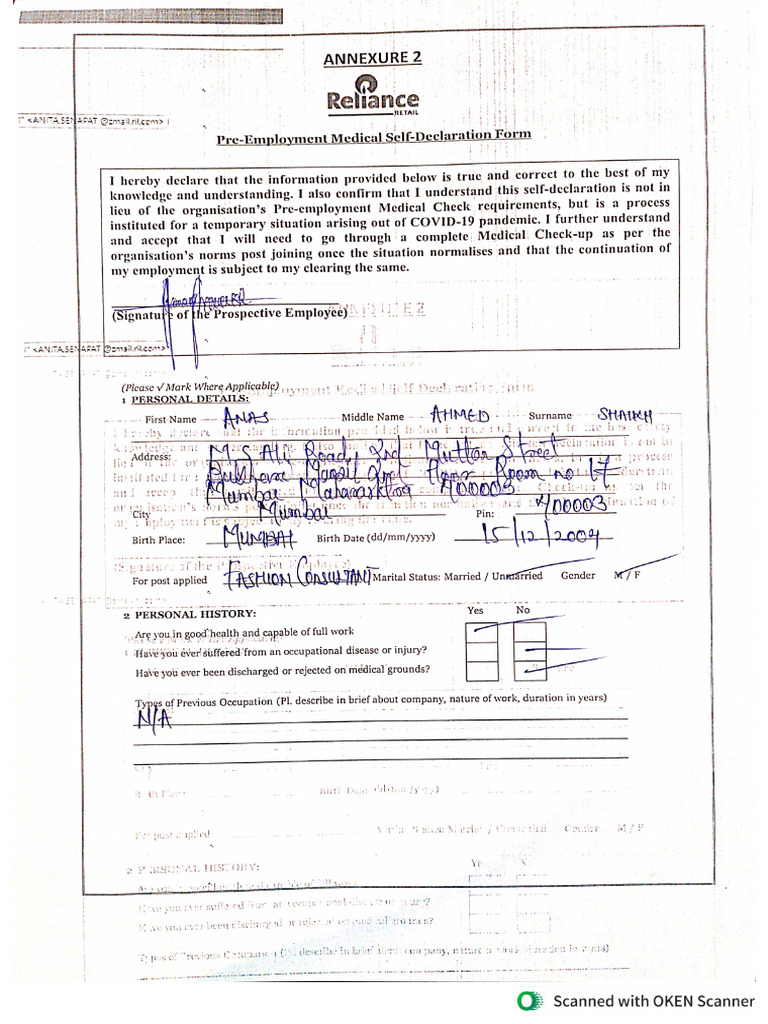 Medical Form | PDF