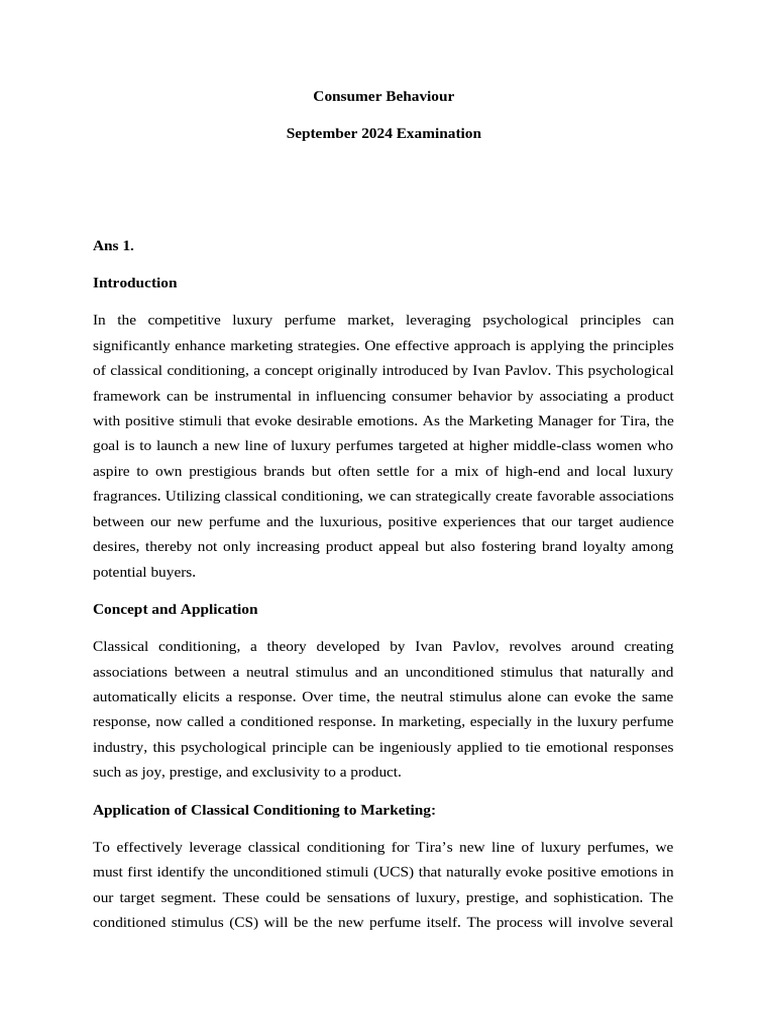 Consumer Behaviour Pdf Classical Conditioning Brand