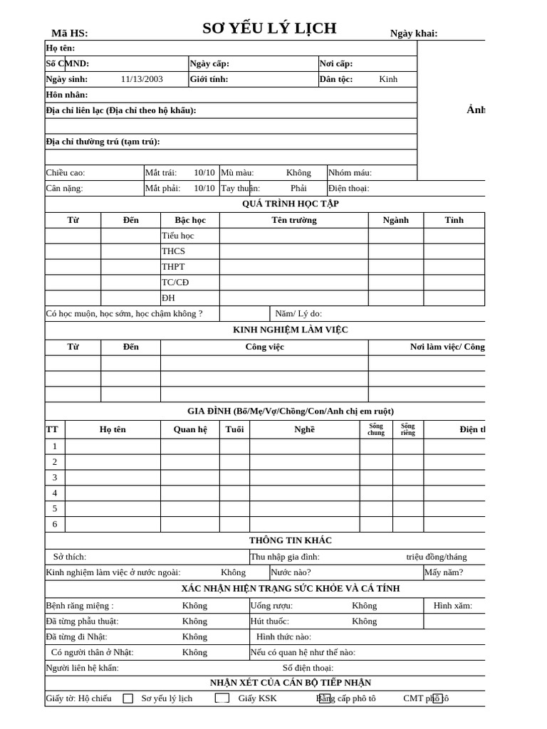 Form Nhat Ban | PDF