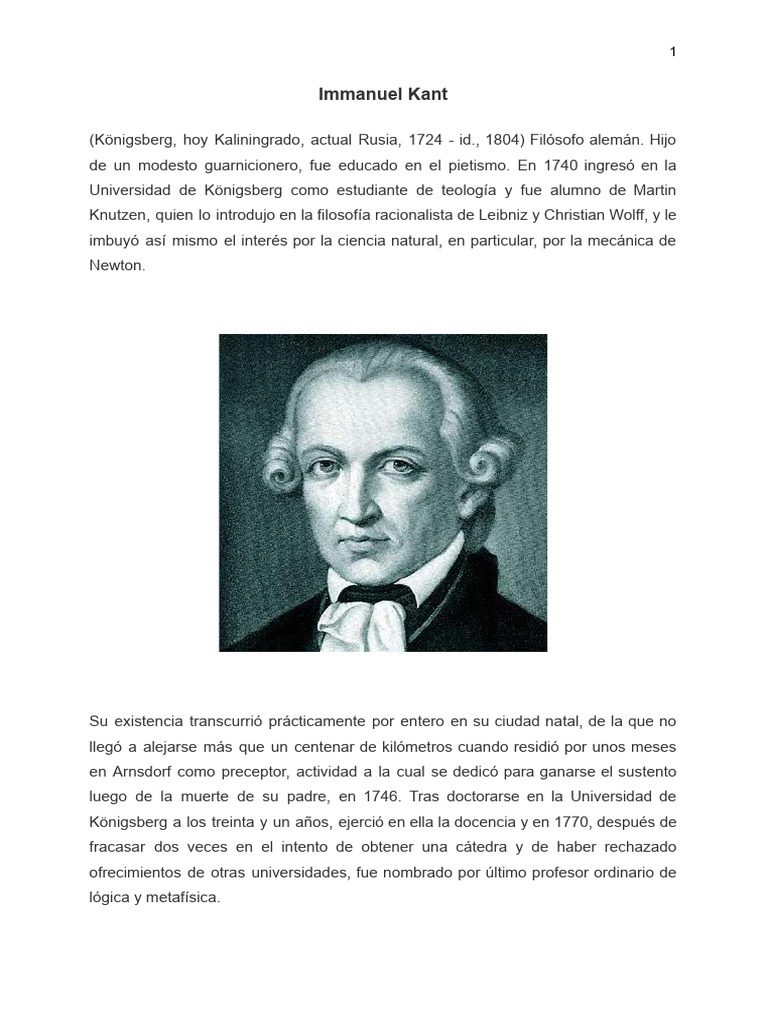 Immanuel Kant | PDF | Immanuel Kant | A priori y a posteriori