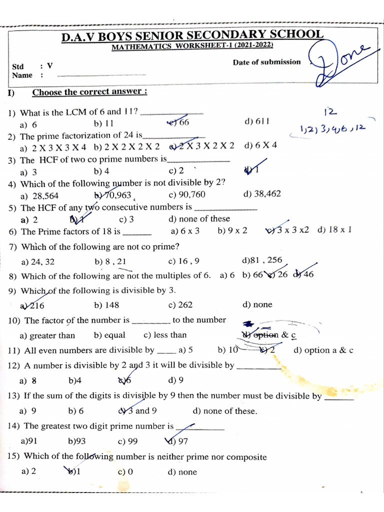 Factors and Multiples Worksheet | PDF