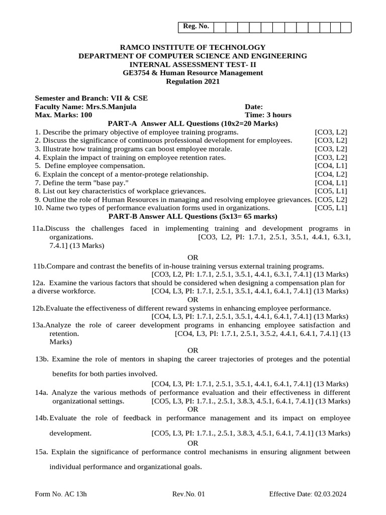 Iat 2 | PDF | Performance Appraisal | Human Resource Management