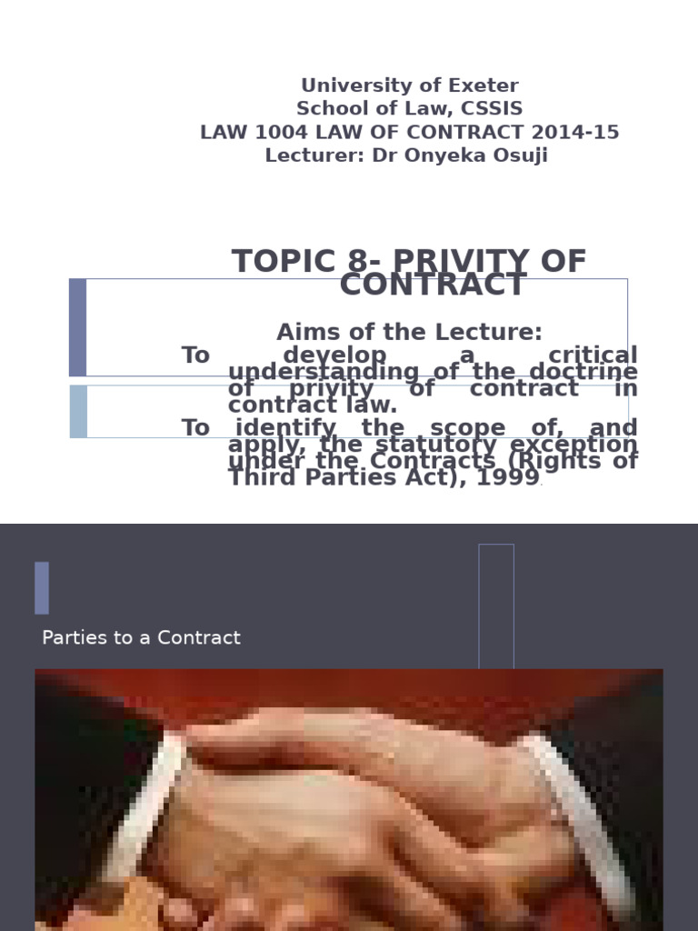 CONTRACT LAW - PRIVITY OF CONTRACTpp 2014-15 | PDF | Common Law ...