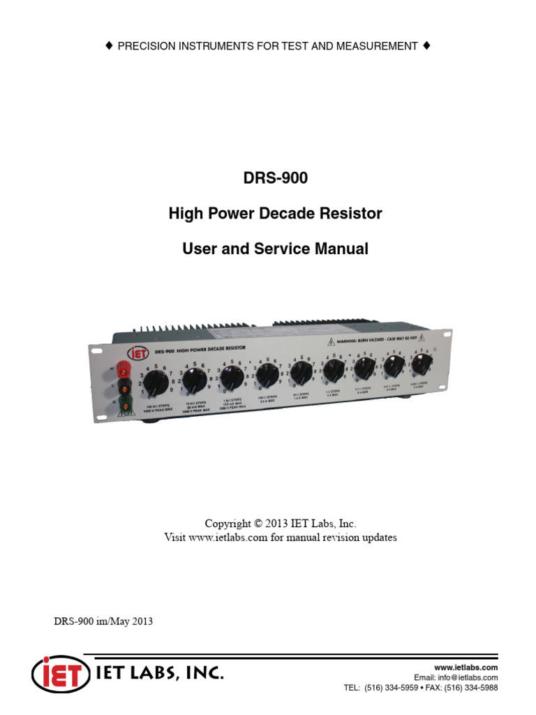 DRS-900 MANUAL | PDF | Resistor | Electrical Resistance And Conductance