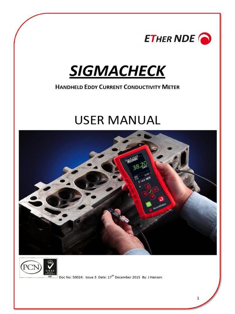 Ether NDE SigmaCheck2 Manual | PDF | Computer File | Calibration