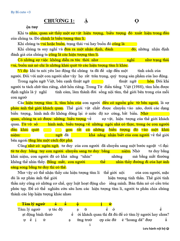 ĐỀ CƯƠNG TLH highlight | PDF