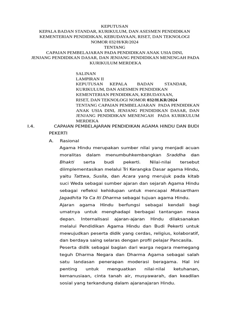 2D. CP Agama Hindu SK Ka Badan No 32 TH 2024 | PDF | Agama & Spiritualitas