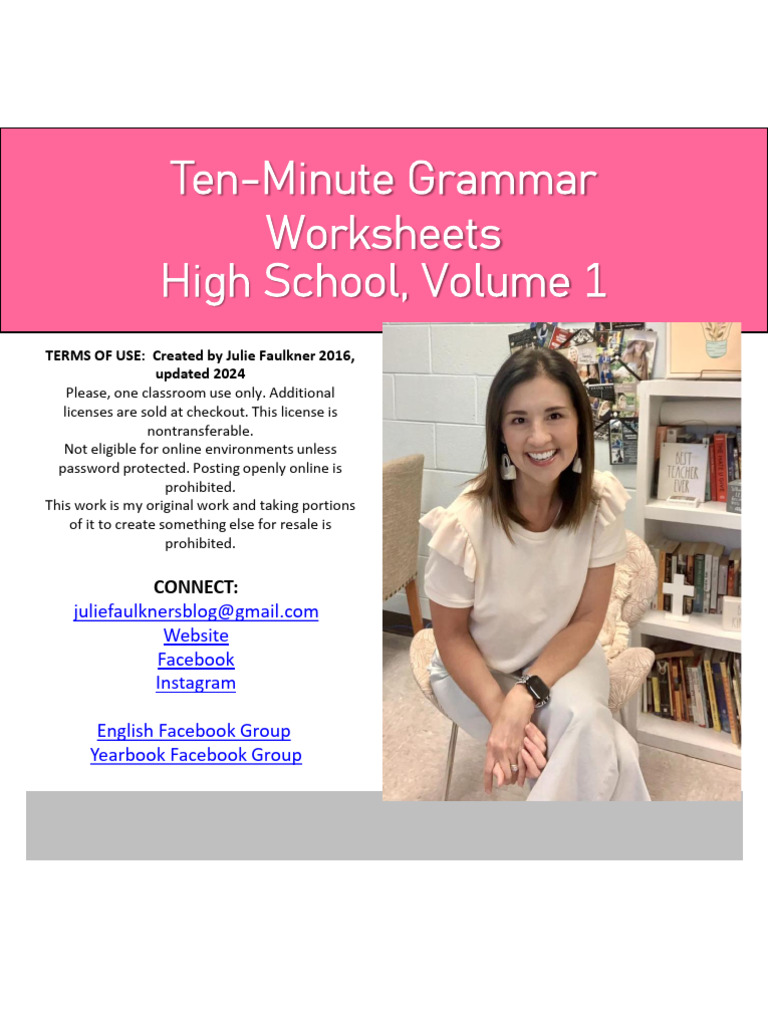 Ten Minute Grammar Weekly Worksheets HS Vol 1 Jfaulkner | PDF | Verb ...