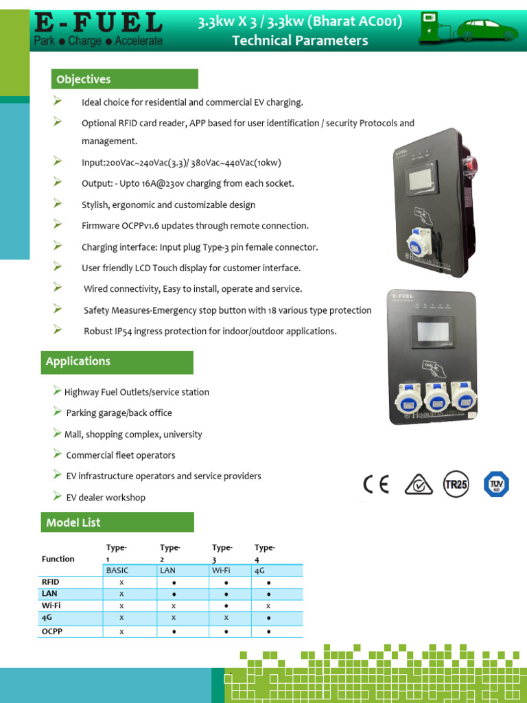 10kW and 3.3kW AC Charger Specification | PDF | Electrical Connector ...