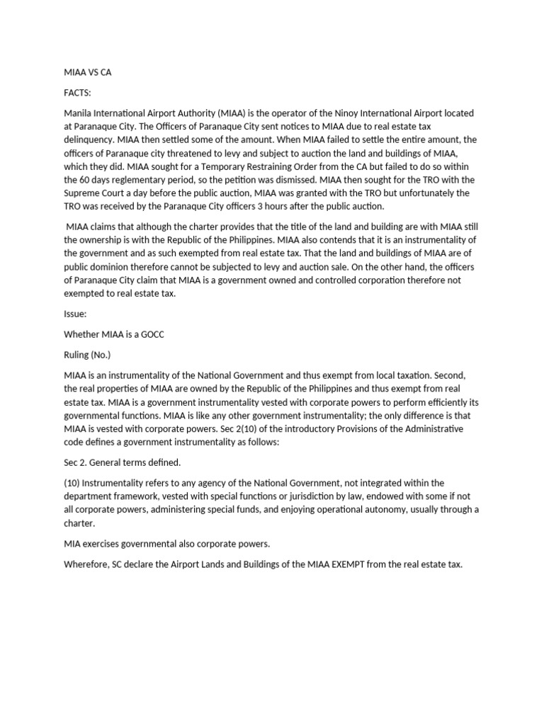 Miaa VS Ca | PDF | Law