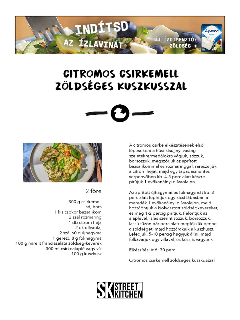 Citromos Csirkemell Zoldseges Kuszkusszal | PDF