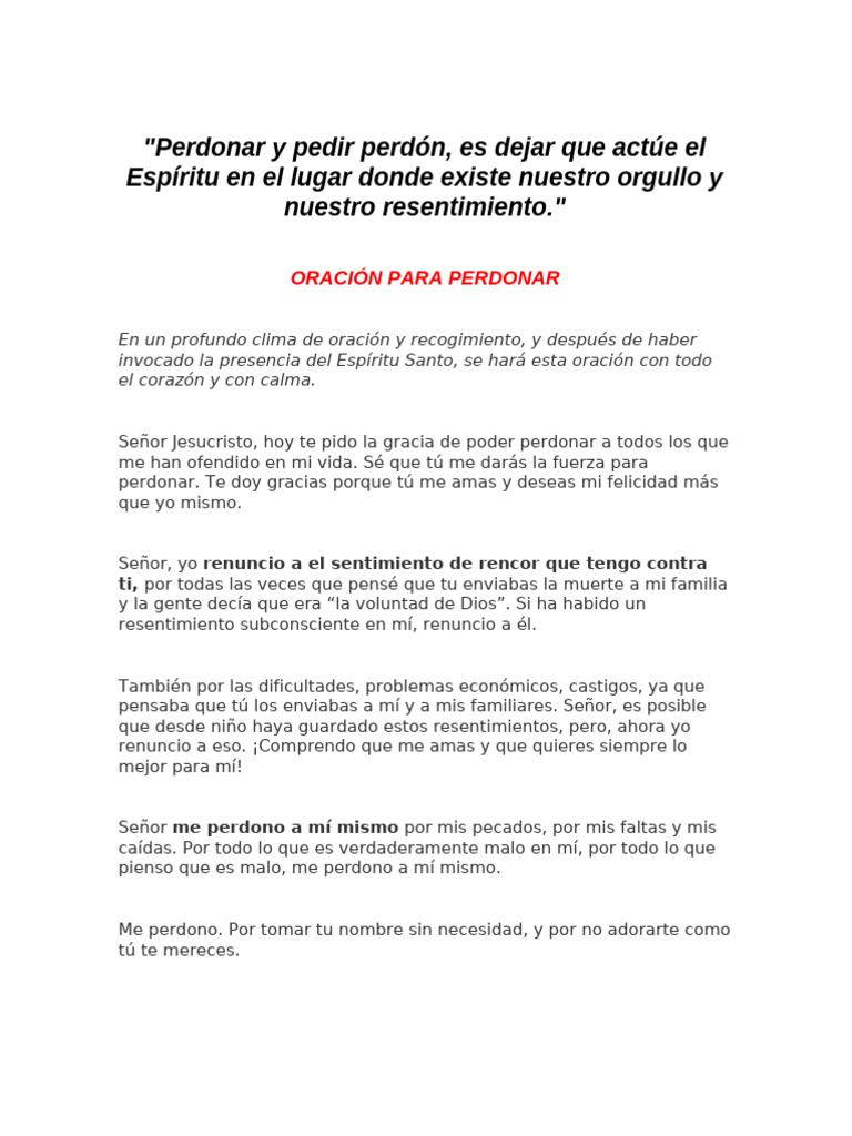 Oración de Perdón y Sanación Personal | PDF | Oración | Perdón