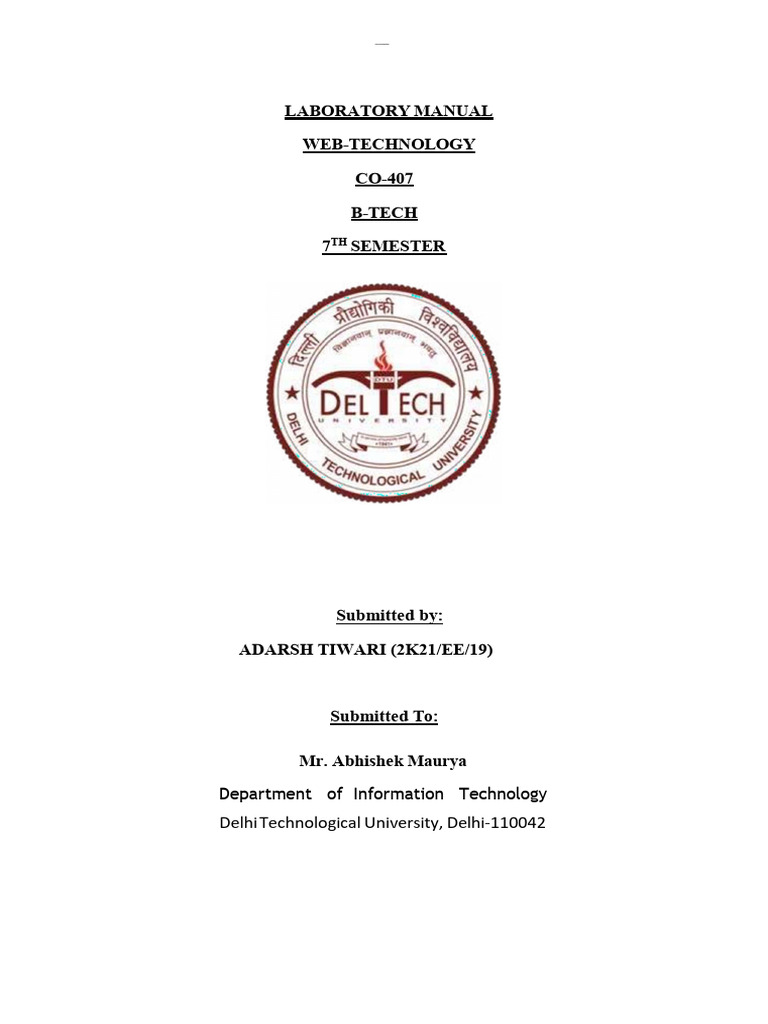 Web Tech Adarsh Pdf Html Java Script 7896