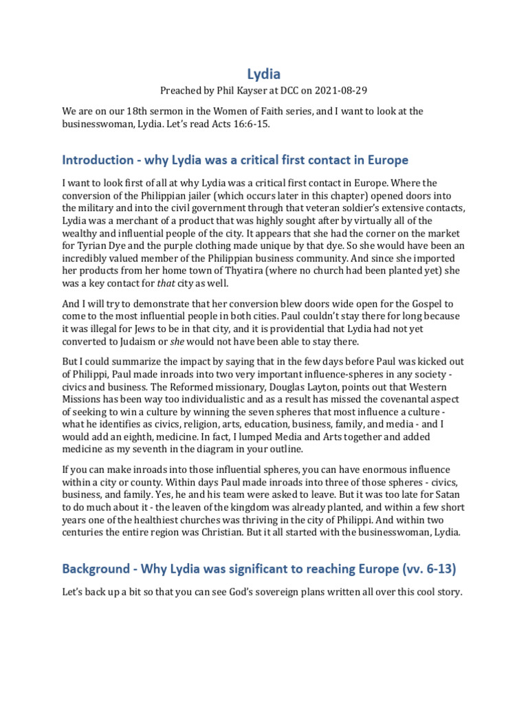 18 Lydia | PDF | Born Again | Paul The Apostle