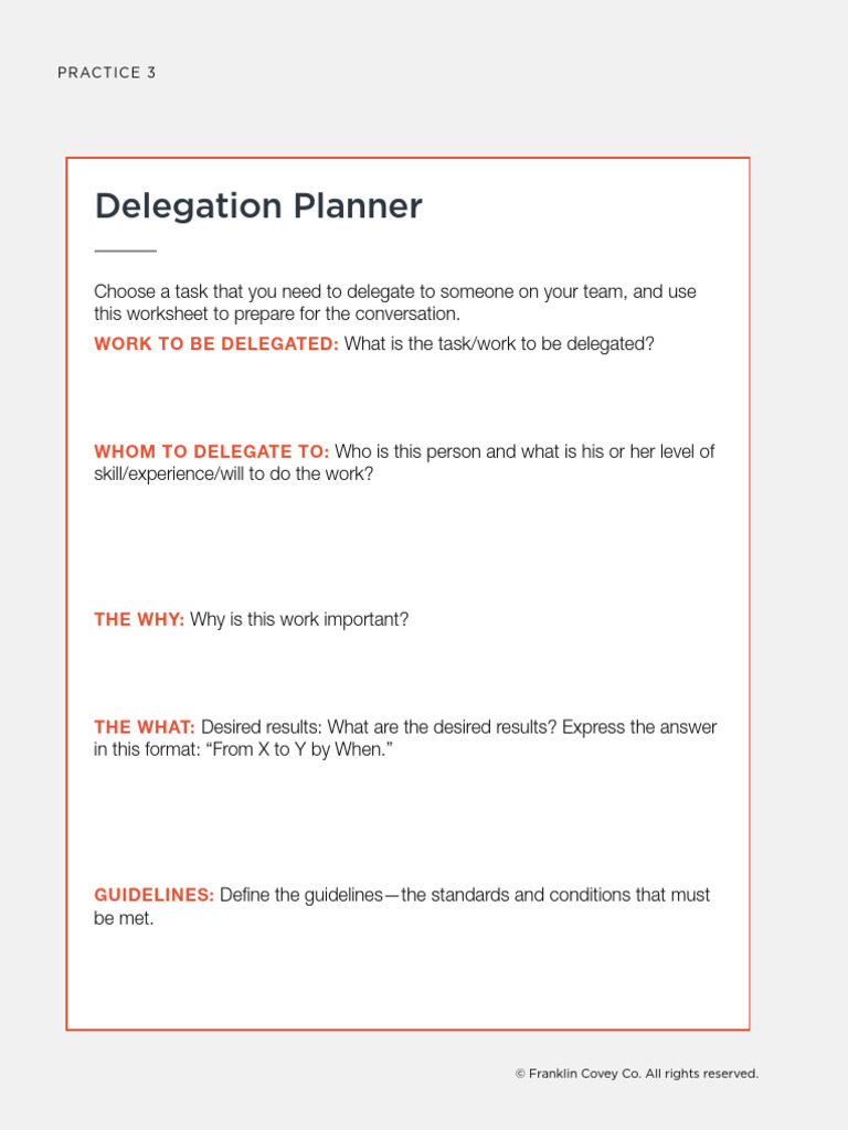 Delegation Planner Worksheet | PDF