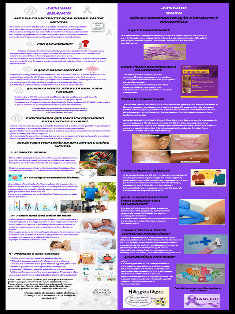 Janeiro Branco e Roxo Banner - Estágio PSF | PDF | Lepra | Ansiedade