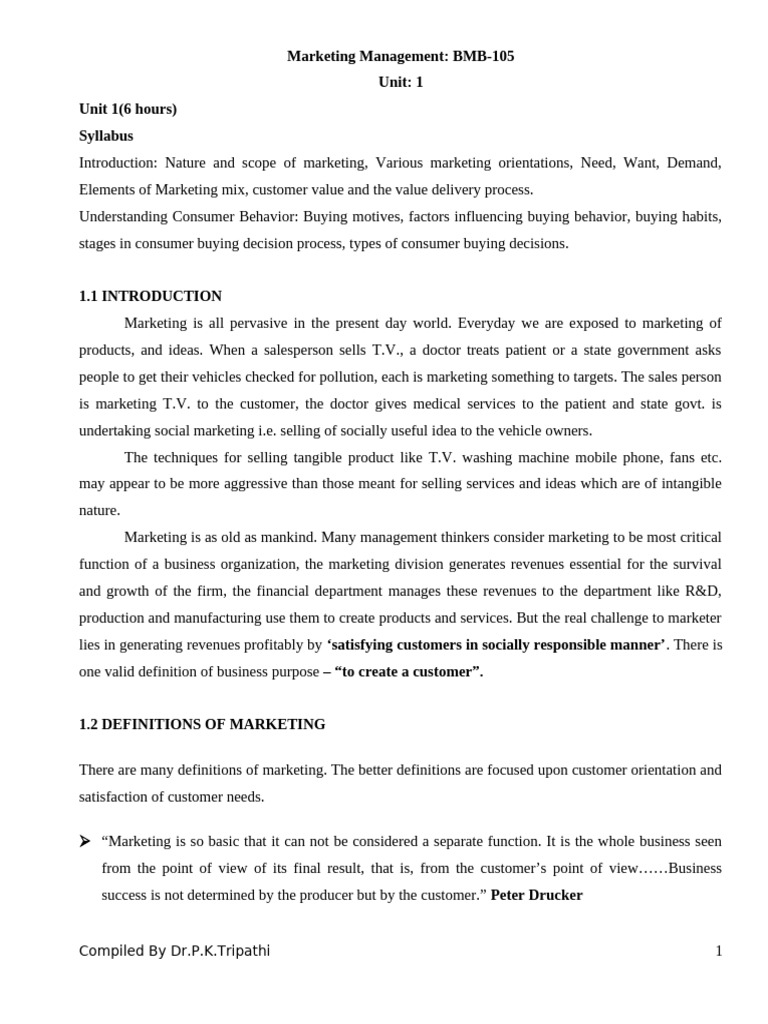 Introduction to Marketing Management | PDF | Marketing | Consumer Behaviour